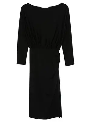 KAOS Ruched Midi Dress - Black