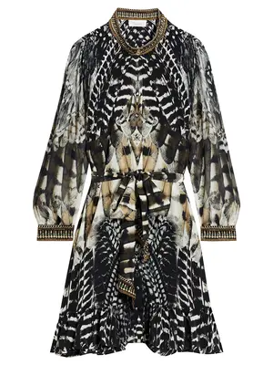 Camilla Crystal-embellished Printed Mini Dress - Black