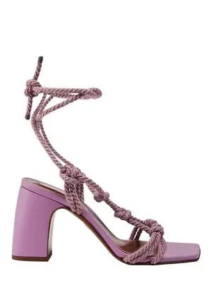 Zimmermann Knotted Leather And Cord Sandals - Purple