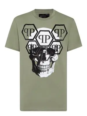 Philipp Plein Ss Stones Skull T-shirt - Green