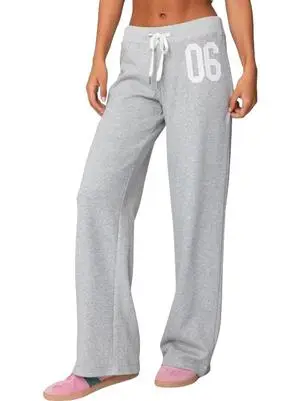 EDIKTED 06 Wide Leg Drawstring Sweatpants - Grey Melange