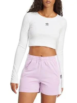 Adidas Adidas Originals Trefoil Essentials Rib Long Sleeve Crop Top White