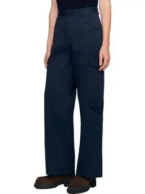 Sandro Wide-leg Cargo Trousers - Navy Blue