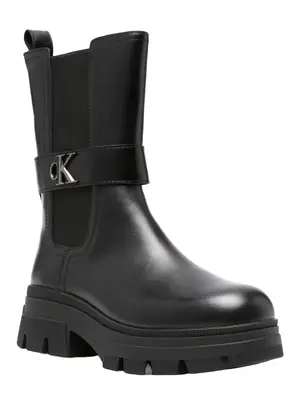 Calvin Klein Leather Chelsea Boots - Black