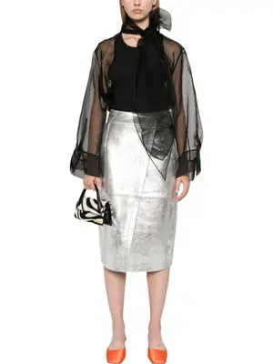 Ba&sh Jupe Faye Metallic Skirt - Silver