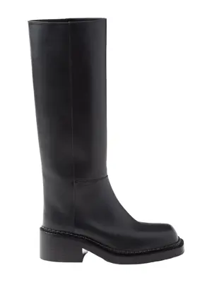 Prada Knee-high Leather Boots - Black