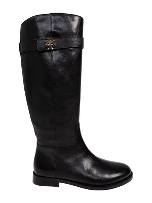 Tory Burch T Lock Knee High Boots - Black