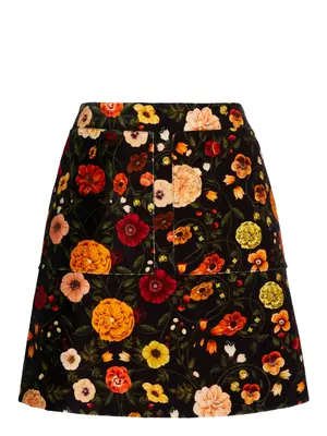 La DoubleJ Floral-print A-line Skirt - Black