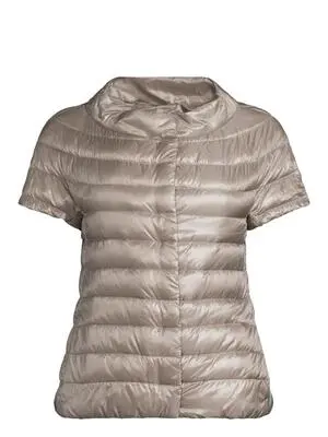 Herno Iconico Emilia Cap-sleeve Down Puffer Jacket Tortora