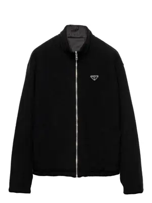 Prada Reversible Fleece And Cashmere Blend Cardigan - Black/black