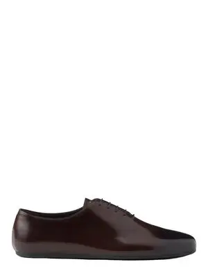 Prada Leather Oxford Shoes - Brown
