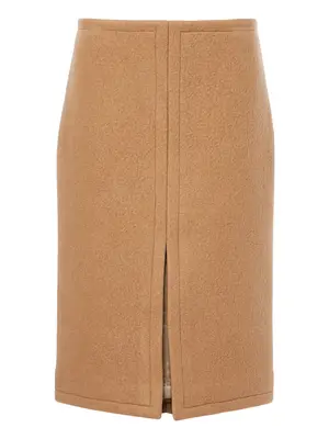 Dries Van Noten Wool Midi Skirt - Beige