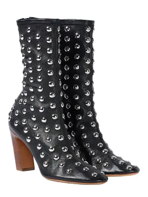 Khaite Apollo 85 Studded Leather Ankle Boots - Black