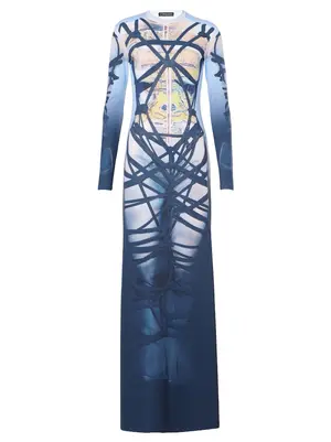 Y/project Printed Maxi Dress - Blue