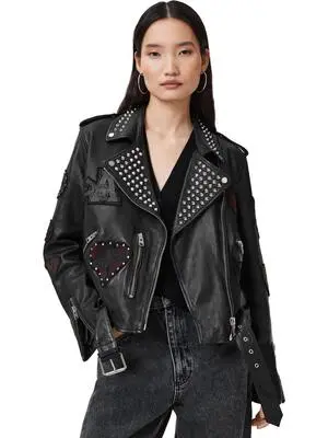 ALLSAINTS College Leather Biker Jacket - Black