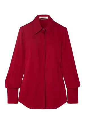 Another Tomorrow Satin-crepe Shirt - Red