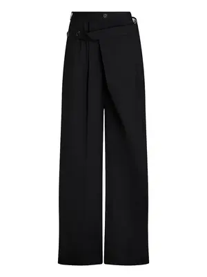 PETER DO Pleated Layered Twill Wide-leg Pants - Black