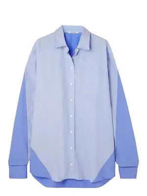PETER DO Paneled Cotton-poplin Shirt - Light Blue