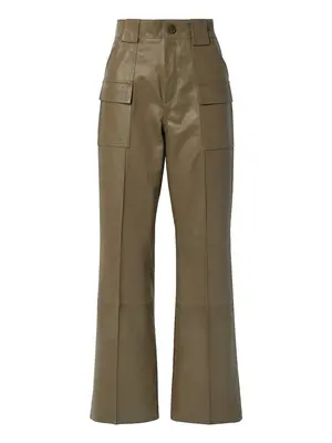 PETAR PETROV Geremy Wide-leg Leather Pants - Army Green