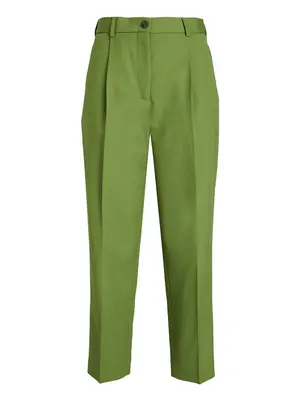 Acne Studios Pleated Grain De Poudre Tapered Pants - Leaf Green