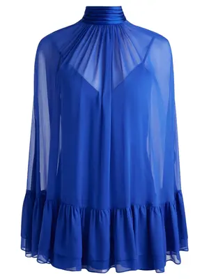 Alice + Olivia Zenon Tie-neck Cape Mini Dress - Blue