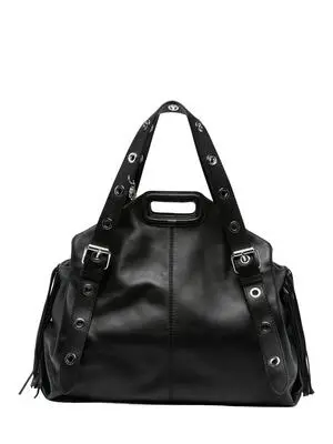 Maje Miss M Xl Leather Shoulder Bag - Black