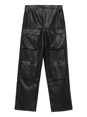 MSGM Faux-leather Cargo Pants - Black