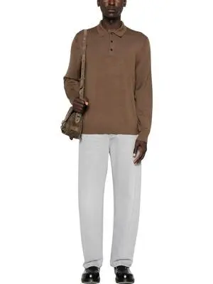 Vince Fine-knit Polo Shirt - Brown