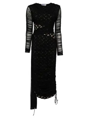 MARINE SERRE Crescent Moon Print Draped Dress - Black