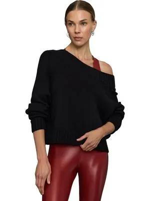 Carbon38 Slouchy Off-the-Shoulder Sweater Black