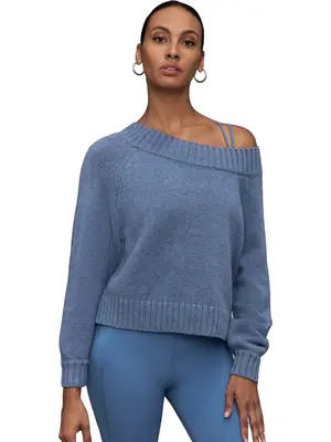 Carbon38 Slouchy Off-the-Shoulder Sweater Heather Coronet