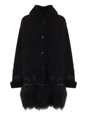 Ermanno Scervino Embroidered Shearling Coat - Black