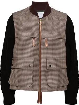 Kolor Houndstooth Cable-knitted Jacket - Brown