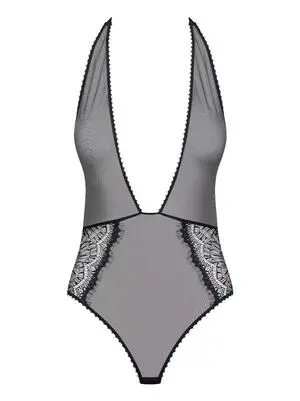MAISON CLOSE Sheer Bodysuit - Black