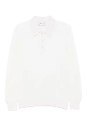 D4.0 Fine-ribbed Polo Shirt - White
