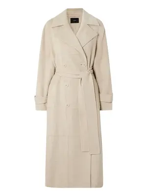 JOSEPH Joseph Merton Belted Paneled Double-breasted Wool And Silk-blend Coat