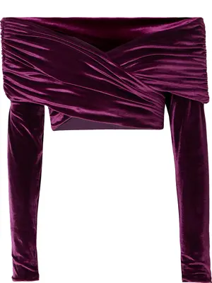 MAYGEL CORONEL Lido Cropped Stretch-velvet Top - Purple