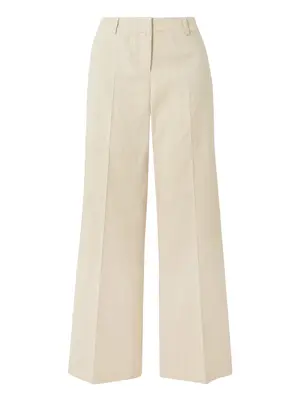 Our Legacy Pinstriped Wide-Leg Cotton Trousers Ecru