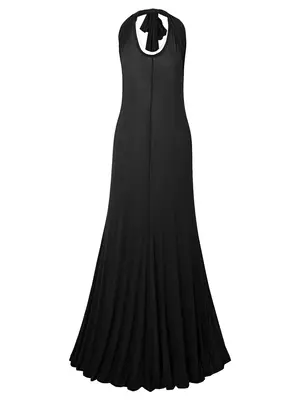 Helmut Lang Layered Stretch-mesh Halterneck Maxi Dress - Black