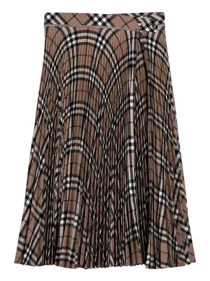 Burberry Check Pattern Pleated Skirt - Beige