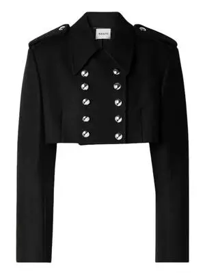 Khaite Leara Double-breasted Cropped Felt Jacket - Black