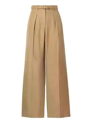 Loro Piana Edward Belted Silk Wide-leg Pants - Neutrals
