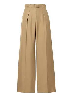 Loro Piana Loro Piana Edward Belted Silk Wide-Leg Pants Sand