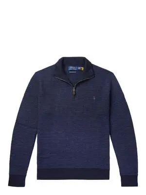 Polo Ralph Lauren Logo-embroidered Merino Wool Half-zip Sweater - Blue
