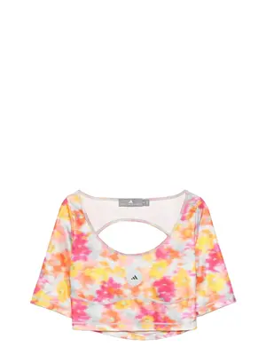 Adidas By Stella McCartney Abstract-print Cropped Top - Pink