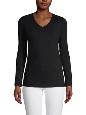 LANDS' END Supima Cotton Long-Sleeve V-Neck T-Shirt
