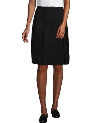 LANDS' END School Uniform Solid Box Pleat Skirt - Black