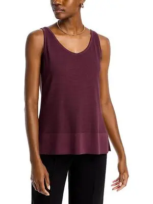 Misook V-neck Soft Knit Tank - Mahogany