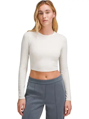 Lululemon Hold Tight Straight-Hem Cropped Long-Sleeve Shirt Bone