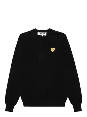 Play Comme Des Garcon Gold Heart V-Neck Sweater Black